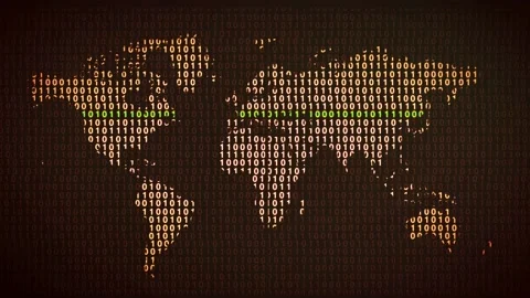 Matrix World Map Animation with Digital ... | Stock Video | Pond5