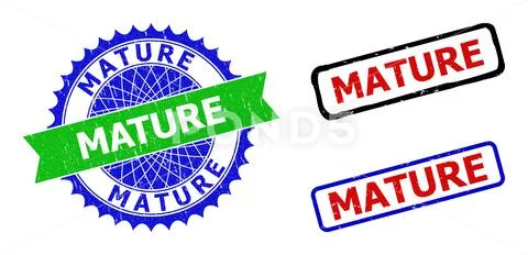 MATURE Rosette and Rectangle Bicolor Seals with Rubber Textures ~ Clip Art #156995123