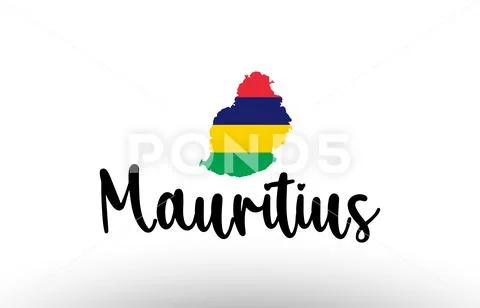 Mauritius country big text with flag inside map concept logo ...