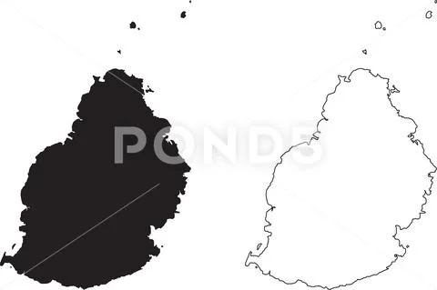 Mauritius Country Map. Black Silhouette and Outline Maps. EPS Vector file.: Royalty Free #129209622