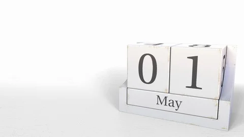 May 1 date on wooden blocks calendar. 3D... | Stock Video | Pond5