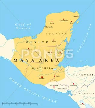 Maya High Culture Area Map: Graphic #39415665