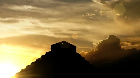 Mayan pyramid over sunset, 3d animation. | Stock Video | Pond5