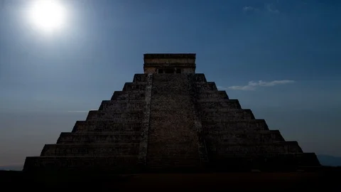 Mayan pyramid at Sunset, Kukulcan Temple... | Stock Video | Pond5