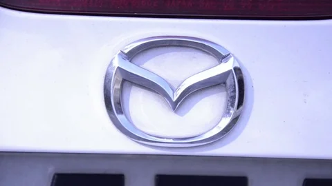 Mazda mx5 miata white front logo big | Stock Video | Pond5