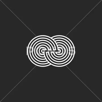 Maze logo design element, infinity symbol linear circles geometric ...