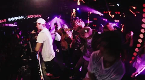 Mc man perform on stage with group of bo... | Stock Video | Pond5