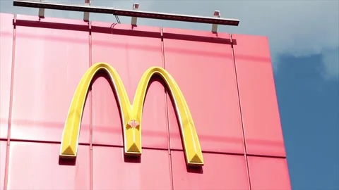 mcdonalds arch arc yellow m logo on rest... | Stock Video | Pond5