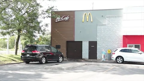 mcdonalds building restaurant drive thru... | Stock Video | Pond5