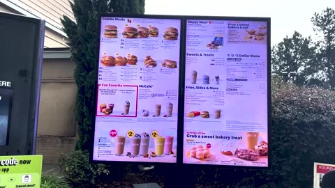 McDonalds digital menu and order speaker... | Stock Video | Pond5