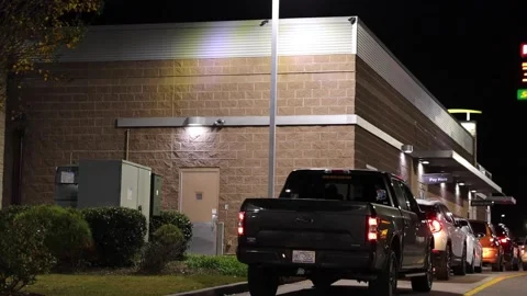 McDonald's fast food at night line of ca... | Stock Video | Pond5
