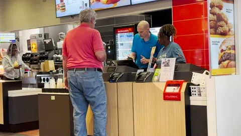 McDonalds - Interior - Person Ordering F... | Stock Video | Pond5