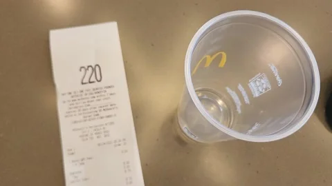 McDonald's Plastic Cup and Receipt | Stock Video | Pond5