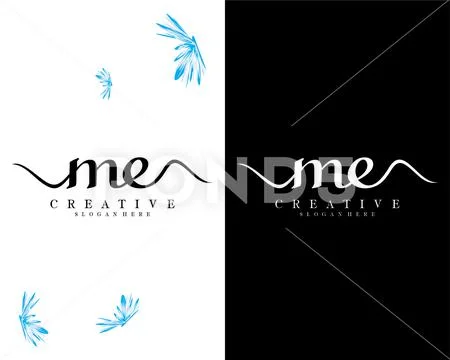 Me, em handwriting script font letter logo design template vector ...
