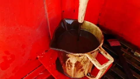 Measure mud viscosity with Marsh funnel ... | Stock Video | Pond5