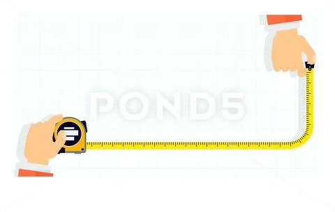 Measuring tape in the hands of a man. Template for a poster ~ Clip Art ...