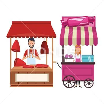 Meat butcher cartoon Stock Illustration ~ Graphic #102476612