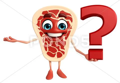 Meat steak character with question mark ~ Clip Art #42857863