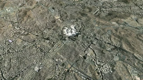 Mecca Masjid al-Haram Map Loop Satellit... | Stock Video | Pond5