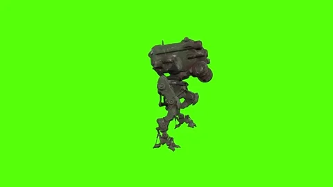 Mech Biped Robot Dodge Left Green Screen... | Stock Video | Pond5