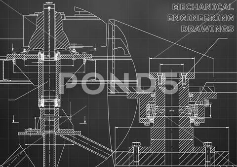 Mechanical Engineering drawing. Blueprints. Mechanics: Graphic #132921849