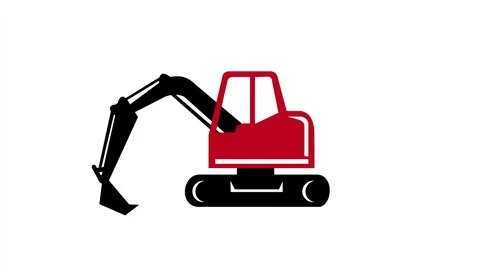 Mechanical Excavator Digger Retro 2D Ani... | Stock Video | Pond5