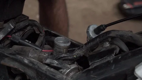 mechanic's hand pulling cable with screw... | Stock Video | Pond5