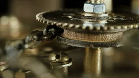 mechanism with rotating gears and a chai... | Stock Video | Pond5