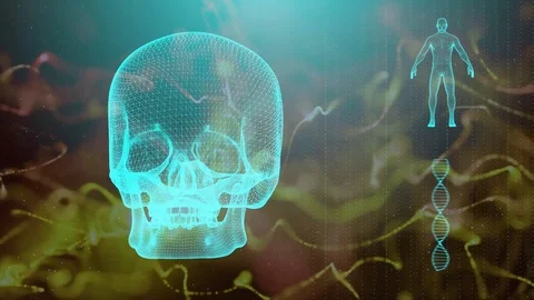 Medical background with DNA strand skul... | Stock Video | Pond5