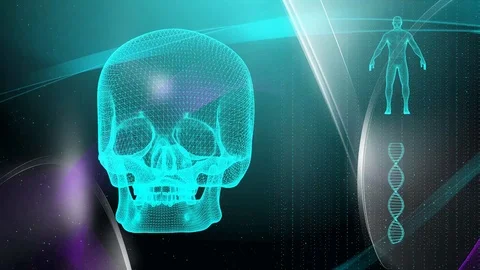 Medical background with DNA strand skul... | Stock Video | Pond5