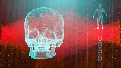 Medical background with DNA strand skul... | Stock Video | Pond5