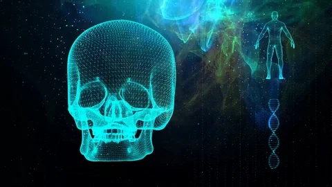 Medical background with DNA strand skul... | Stock Video | Pond5