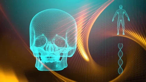 Medical background with DNA strand skul... | Stock Video | Pond5