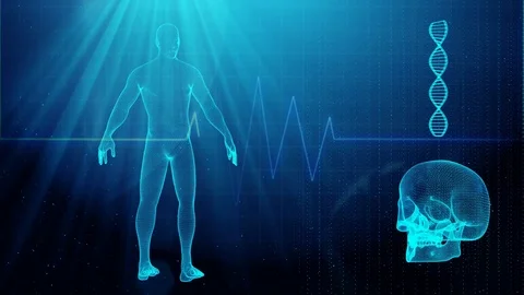 Medical background with DNA strand skul... | Stock Video | Pond5