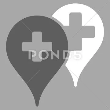 Medical Map Markers Icon Stock Illustration ~ #56041728