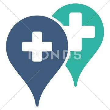 Medical Map Markers Icon Stock Illustration ~ #56042748