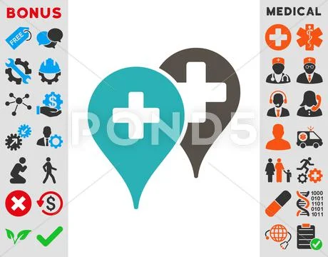 Medical Map Markers Icon: Graphic #56836877