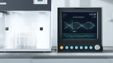 Medical room with DNA analysis display a... | Stock Video | Pond5