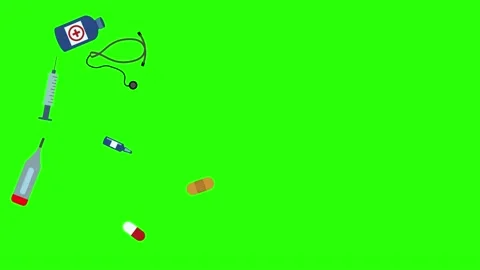 medical tools set animation on green scr... | Stock Video | Pond5