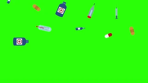 medical tools set animation on green scr... | Stock Video | Pond5