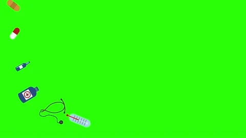medical tools set animation on green scr... | Stock Video | Pond5