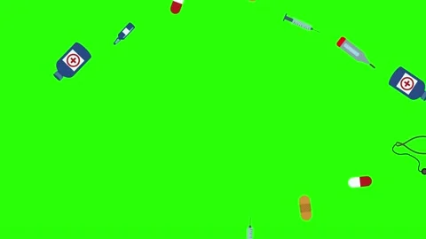 medical tools set animation on green scr... | Stock Video | Pond5