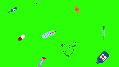 medical tools set animation on green scr... | Stock Video | Pond5
