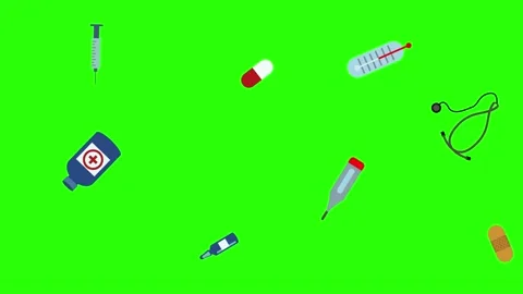 medical tools set animation on green scr... | Stock Video | Pond5