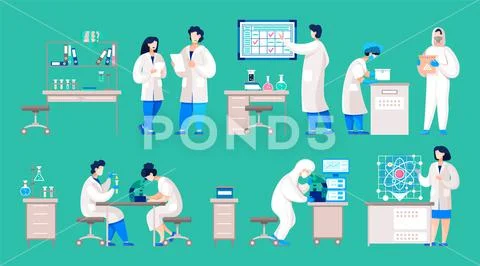 Medical Workers in Laboratory Character Collection Illustration #141566300
