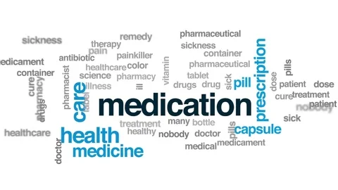 Medication animated word cloud, text des... | Stock Video | Pond5