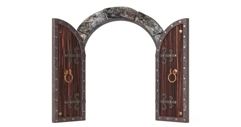 Medieval Arch Wooden Castle Gate with Op... | Stock Video | Pond5