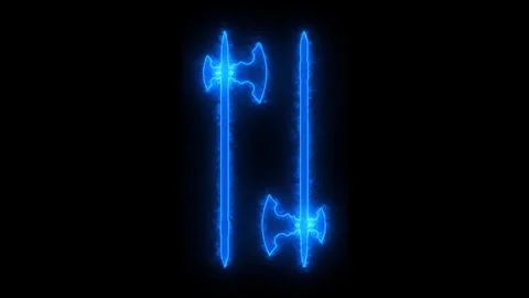 Medieval Duel Axes Neon Animation 4K | Stock Video | Pond5