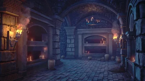 Medieval Dungeon, Skulls, Torches, Candl... | Stock Video | Pond5