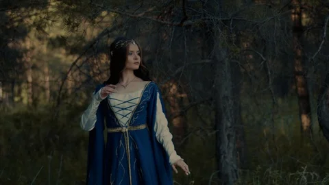 Medieval elf princess is standing alone ... | Stock Video | Pond5